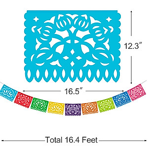 HOOJO 5 Packs 82 Ft Mexican Party Banners, Papel Picado Banner, Cinco de Mayo, Fiesta Party Decorations, Dia De Los Muertos Decor, Day of The Dead Decorations,Halloween