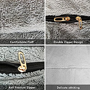 YudouTech Bean Bag Chair Cover(Cover Only,No Filler),Big Round Soft Fluffy PV Velvet Washable Bean Bag Lazy Sofa Bed Cover for Adults,Living Room Bedroom Furniture Outside Cover,5ft Snow Grey.