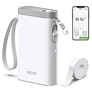 Nelko Label Maker Machine with Tape, P21 Portable Bluetooth Label Printer, Wireless Built-in Cutter Sticker Maker Mini Label Makers with Multiple Templates for Organizing Storage Office Home, White