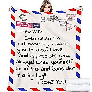 KOXHOX to My Wife Letter Blanket Throw Never Forget That I Love You Blanket to My Wife from Husband for Birthday Wedding Valentine's Day Blanket Gift (5060in,to My Wife-2)