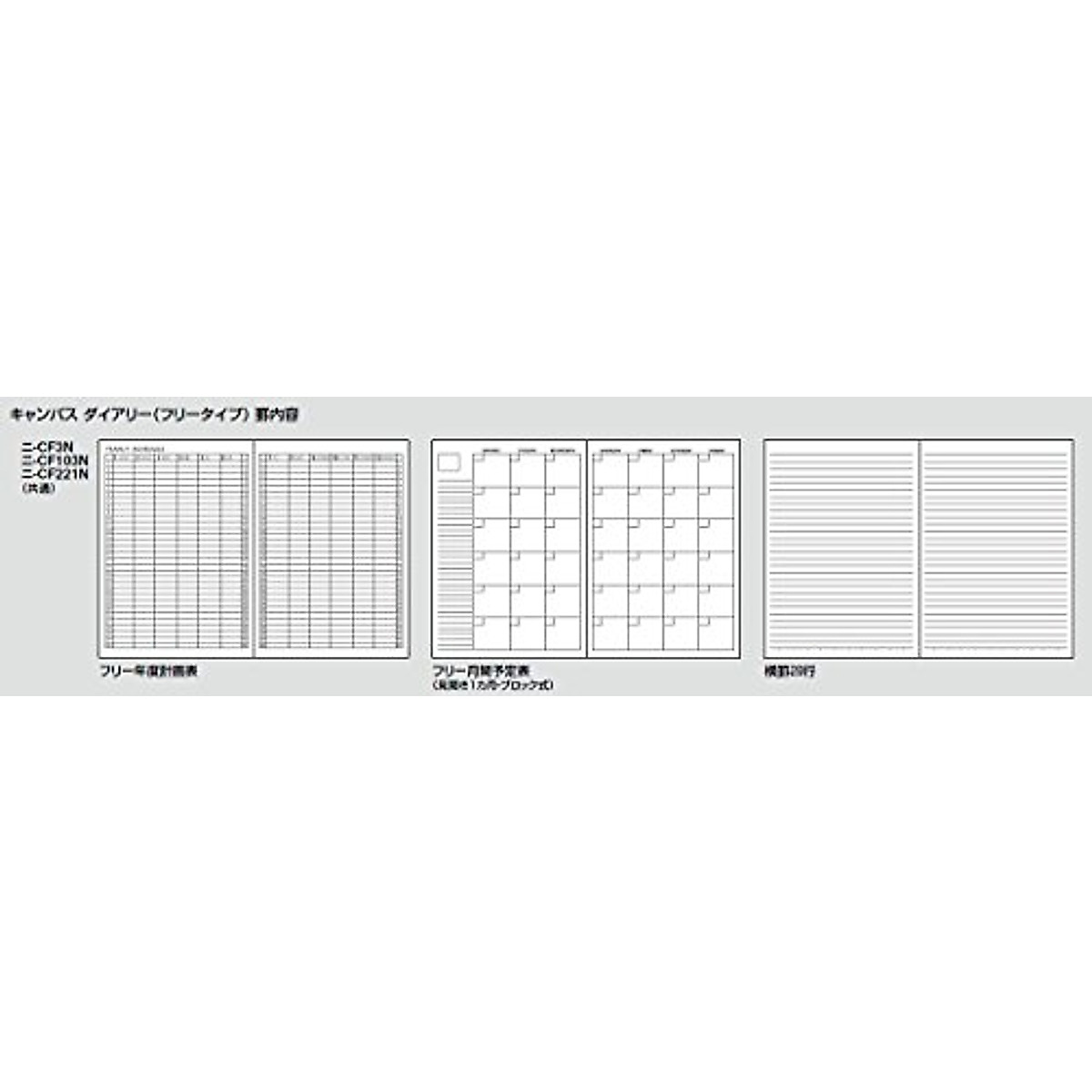 Kokuyo Campus Diary, Free Schedule, Monthly Appointments, 8.3'x5.8' A5 size, 24 Sheets/48 Pages, Gray, Japan Import (NI-CF103N)
