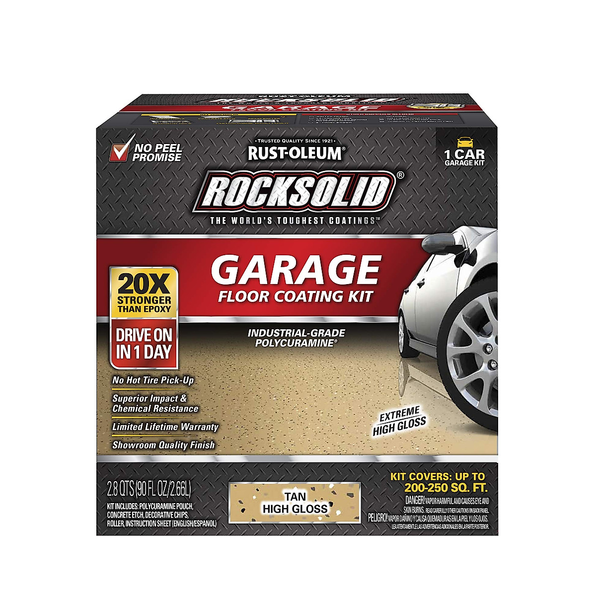 Rust-Oleum 60007 Rocksolid Polycuramine Garage Floor Coating, Tan, 1 Car Kit