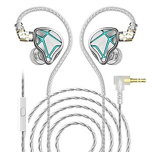 KZ ESX 12MM Dynamic Driver in Ear Monitor bass Earbuds with Microphone in-Ear Wired Headphones 10th Anniversary Special Earbuds with Coin (Mic)