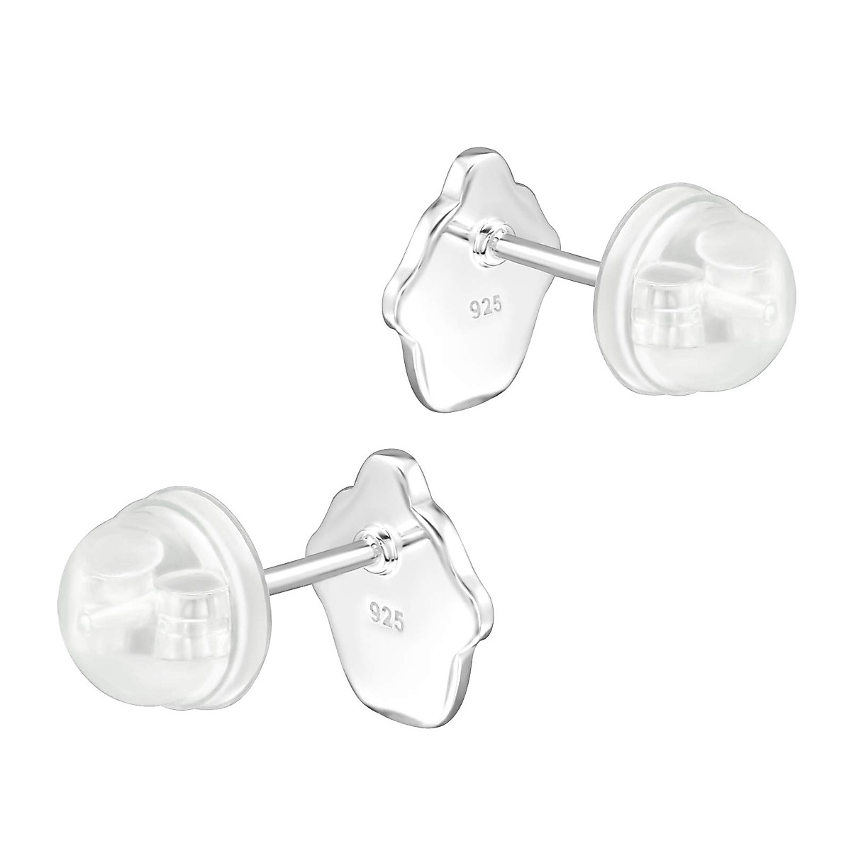 AUBE JEWELRY Hypoallergenic 925 Sterling Silver Cupcake Stud Earrings Adorned with Crystal with Silicone Coated Push Backs for Girls and Women