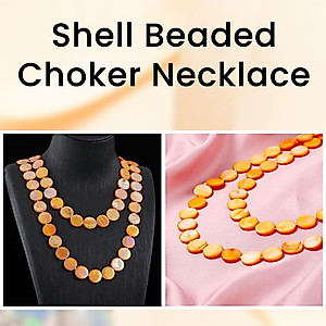 SHOP LC Orange Beaded Necklaces for Women Chunky Costume Jewelry for Women Boho Western Shell Beach Summer Jewelry Birthday Gifts for Women - 46 Inches