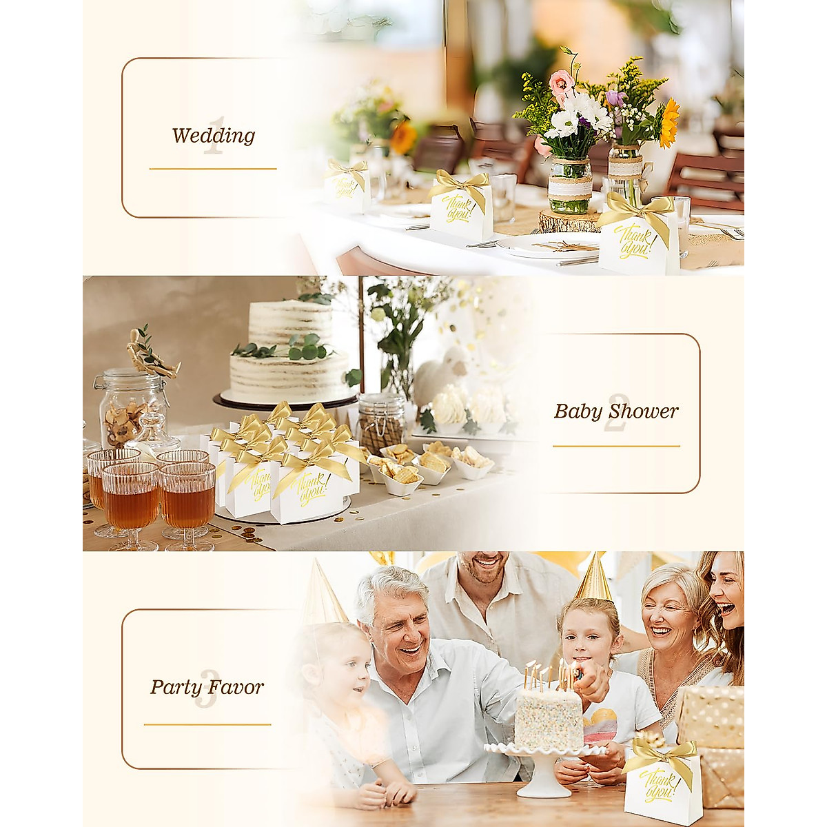 EQOREIIN Small Gift Bags, 70 Pack 4.5x1.8x3.9 Inches Mini Thank You Bags White Kraft Paper Gift Bag with Bow Ribbon, Small Candy Bags Gift Bag Bulk for Birthday Wedding Baby Shower (White)