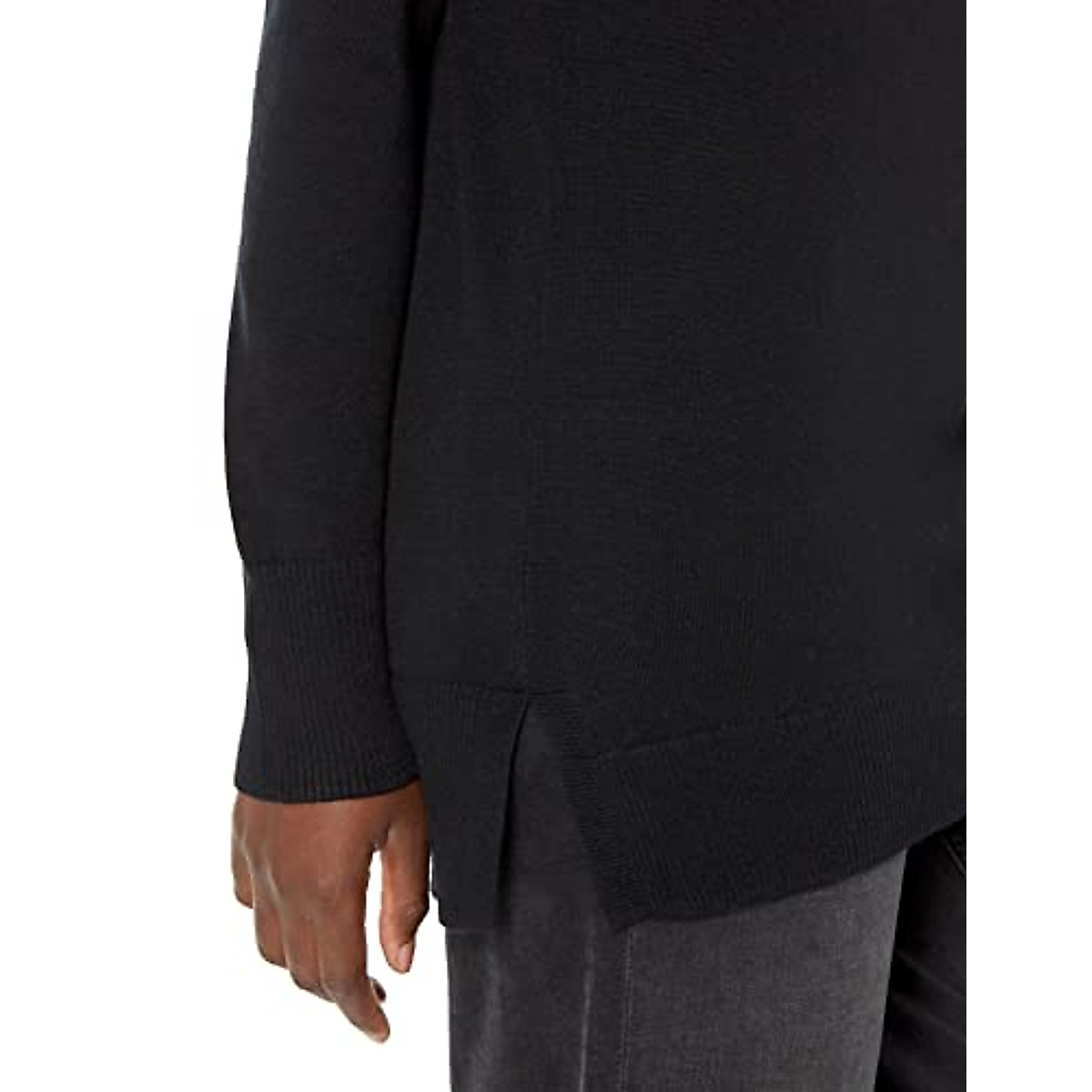 Amazon Essentials Women's Lightweight Long-Sleeve Crew Neck Tunic Sweater (Available in Plus Size), Black, Large