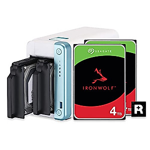 QNAP 2 Bay Home NAS with 4TB Storage Capacity, Preconfigured RAID 1 Seagate IronWolf Drives Bundle, 1GbE Ports (TS-251D-4G-24R-US)