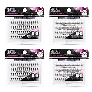 Ardell False Eyelashes Double Up Individuals Knot-Free Medium Brown 4 Pack