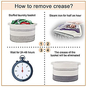OIAHOMY Cotton Rope Basket 20x20x13 inches Laundry Basket Blanket Basket Baby Toy Basket with Handles Woven Baskets for Storage