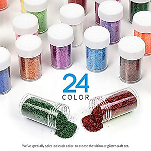 Fine Glitter, Teenitor 24 Jars Glitter for Resin Art Crafts, Tumbler Scrapbooking, Body Nail Glitter