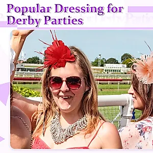 Riceshoot 6 Pcs Women's Fascinator Hats Tea Party Feather Flower Hats Wedding Derby Fascinator Hat Hairpin Hair Clip, 6 Color