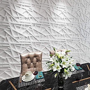 Art3d 19.7" x 19.7" (Pack Of 12) Wall Panel Stripes , White