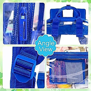 ZLYERT Clear Backpack, Heavy Duty Transparent Bookbag, Large See Through PVC Backpacks for Women and Men - Blue