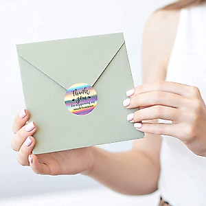 500 Pieces 1.5'' Thank You for Supporting My Small Business Stickers Roll Stickers Adhesive Holographic Stickers Rainbow Stickers for Business Online Retailers Boutiques Shops