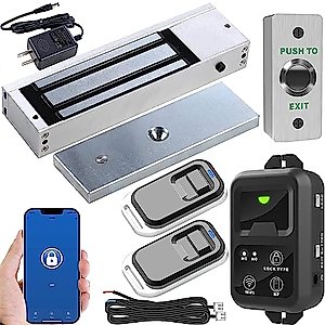 UHPPOTE 2.4GHz WiFi Outswinging Indoor 1200lb Electric Magnetic Door Lock Kit System with Remote and Smartphone app Control