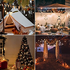 DREAMARK String Lights Indoor Outdoor 52 FT Weatherproof LED Bulbs Strings with 8 Lighting Model 16 Warm White Shatterproof Bulbs for Patio Garden Bistro Wedding Backyard Festival Decoration