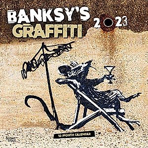 Banksy's Graffiti | 2023 12 x 24 Inch Monthly Square Wall Calendar | BrownTrout | Drawings Street Art Design