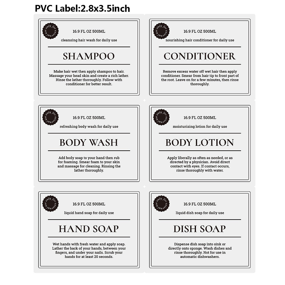 Empty Plastic Bottles with Pump Dispenser and Labels Included, Refillable Travel Containers for Hand sanitizer Shampoo Lotion, etc - BPA/Paraben Free, 500ml/16.9oz (Amber, 3 Pack)