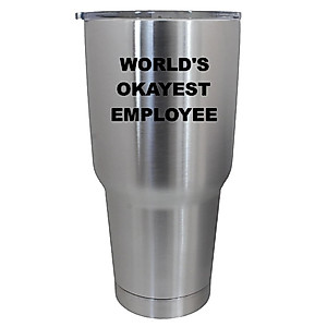 Cups drinkware Tumbler Sticker - World's Okayest Employee - Funny Sticker Decal