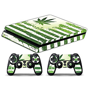 Skin Ps4 Slim - Cannabis Flag Marijuana - Limited Edition Decal Cover ADESIVA Playstation 4 Slim Sony Bundle