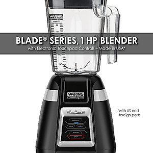 Waring Commercial BB320S Blade 1 HP Blende,r Touchpad Controls with 48 oz Stainless Steel Container, 120V, 5-15 Phase Plug, Black