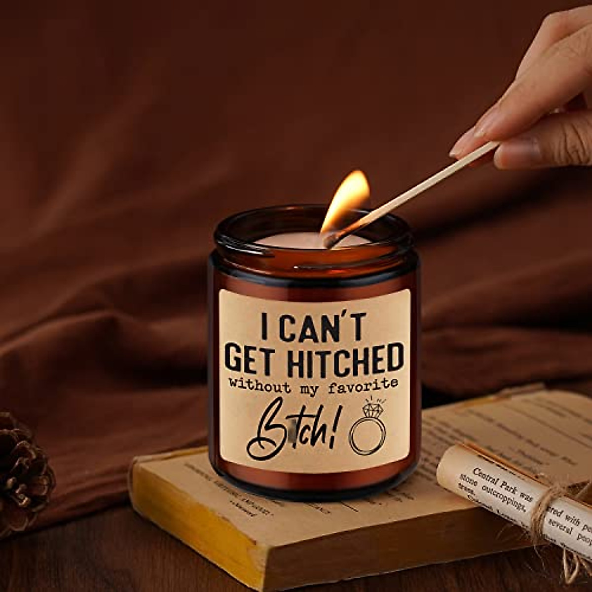 GSPY Scented Candles - Bridesmaid Proposal Gifts, Funny Bridesmaid Gifts - Bridesmaid Candle Gift - I Can’t Get Hitched Without - Maid of Honor Proposal Gifts, Matron of Honor Gifts, Bridesmaids Gifts