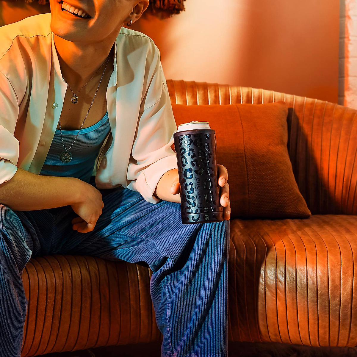 BrüMate Hopsulator Slim Can Cooler Insulated for 12oz Slim Cans | Skinny Can Insulated Stainless Steel Drink Holder for Hard Seltzer, Beer, Soda, and Energy Drinks (Glitter Merlot)