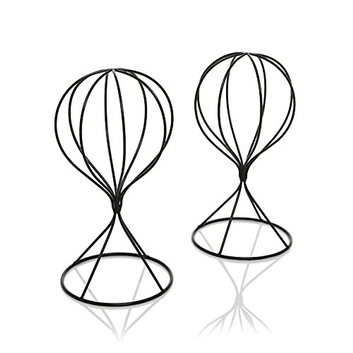 MyGift Table Hat Rack, Black Metal Wire Wig Display Stand, Fedora or Baseball Cap Storage Form, Set of 2