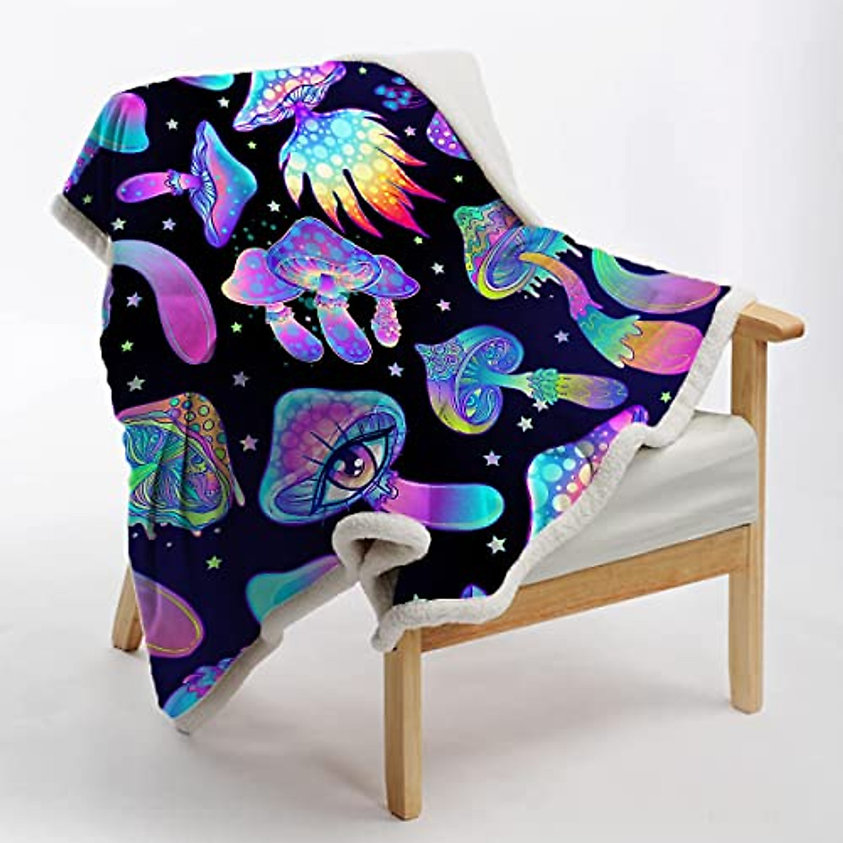 Mushroom Blanket Throw, Plush Fluffy Fleece Blanket, Faux Fur Throw Blanket, Super Soft Throw Blanket for Sofa, Couch and Bed