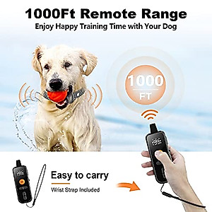 Saulcy Dog Training Collar - Dog Shock Collar with 1000Ft Remote, Waterproof E Collar for Dogs Training with 3 Modes, Shock, Vibration, Beep, Rechargeable Electric Collar for Small Medium Large Dog