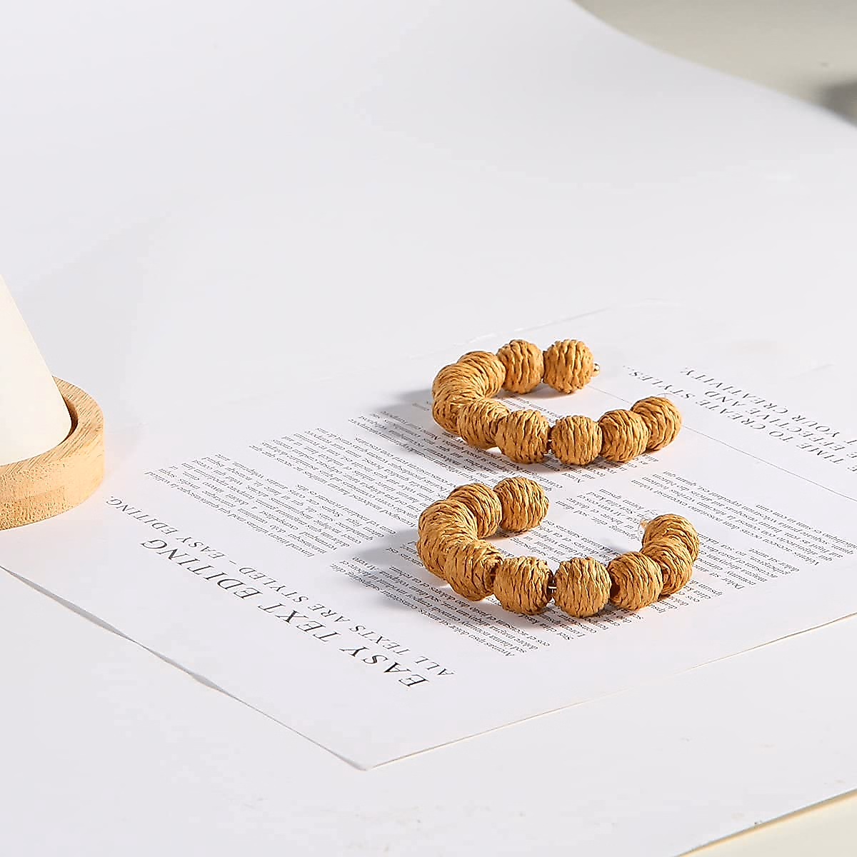 Exaggerated retro rattan big earrings lightweight geometric shape bohemian earrings handmade straw wicker woven big circle 925 silver hoop earrings for women and girls (Rattan Earrings)