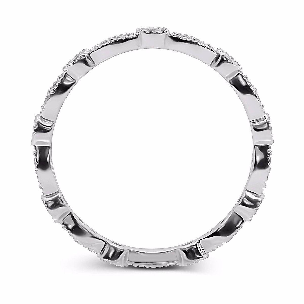 Oro Leoni 925 Sterling Silver Cubic Zirconia Eternity Band Ring. 8