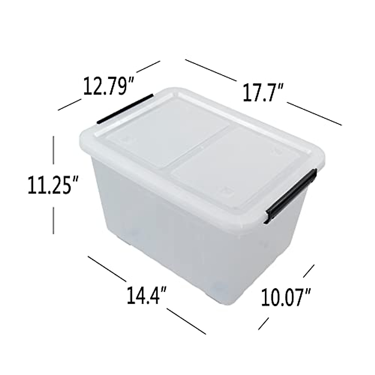 Wekioger Large Plastic Storage Box with Wheels, Set of 4, 32 Quart Latch Storage Bin