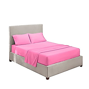 Hearth & Harbor Queen Size Sheets - 4 Piece Bed Sheet Set, Hotel Luxury Double Brushed Bed Sheets - Extra Soft Bedding Sheets & Pillowcases, Queen, Light Pink