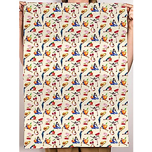CENTRAL 23 Birthday Wrapping Paper For Women - 6 Sheets Thick Gift Wrap - Yoga Wrapping Paper - Fruits - Workout - Ladies - For Birthday Bridal Shower Anniversary - Comes With Fun Stickers