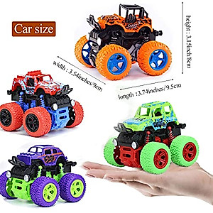 JAFATOY 4 Pack Toy Cars for Kids 3-5 Years Old Boys Girls Monster Trucks Pull Back Car Toy Monster Trucks Toy Toddler Car Toys