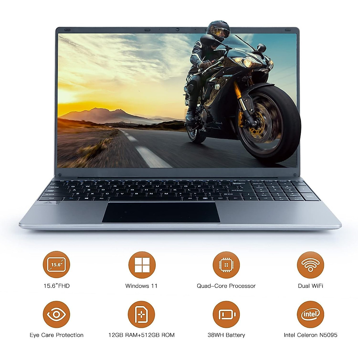 ANMESC Laptop Computer 15.6" with 1080P FHD Display, Quad-Core Intel Celeron N5095 Processors, 12GB DDR4 512GB SSD,Windows 11 Laptop Computers