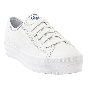 Keds Women's Triple Kick Leather Sneaker, White, 8