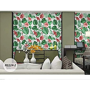 HOYOYO 17.8 x 78 Inches Self-Adhesive Shelf Liner, Self-Adhesive Shelf Liner Dresser Drawer Paper Wall Sticket Home Decoration, Hawaii Flower Style