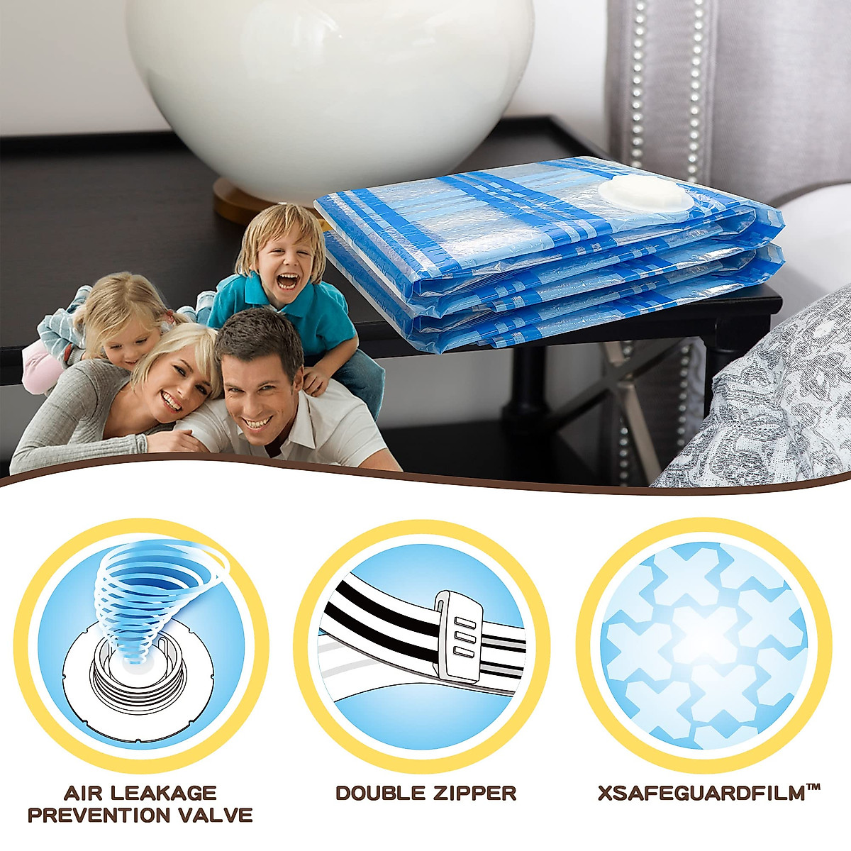 Vacuum Storage Bags, 6 Jumbo Space Saver Vacuum Seal Storage Bags for Clothes, Clothing, Comforters and Blankets