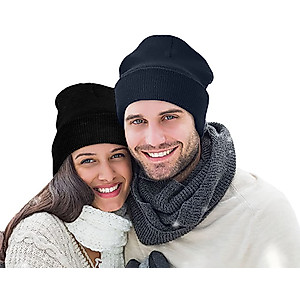 ZEXIAN 3 Pack Comfortable Breathable Soft Beanie Knit Slouchy Winter Skull Hats for Men and Women,Gifts for Christmas (Black& Grey& Navy Blue)