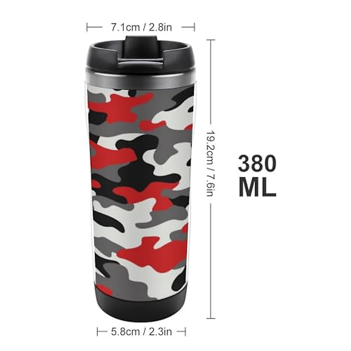 OXJOIIS Modern Insulated Tumbler Coffee Mug with Flip Stainless Steel Water Bottle Iced Coffee Travel Mug Cup (Military Red Camo Army Camouflage)