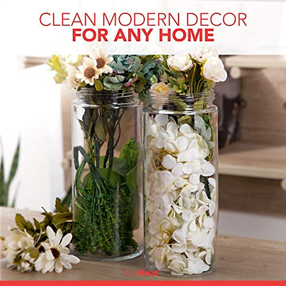 EATNEAT Set of 2 Large Glass Food Storage Containers for Pantry Jars - Tall Glass Kitchen Canisters with Sealed Jar Lids for Pasta Containers, Glass Flour and Sugar Containers, 72 oz Storage Jar Set