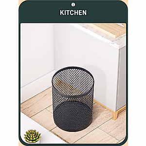 QOBIMOON Mesh Wastebasket Round Mesh Stainless Steel Wastebasket Trash Can Recycling Bin for Home, Office, Bathroom, Bedroom & Kitchen, 3.5 Gallon / 12L, 11" H x 10" D Garbage Can -Rainbow Color