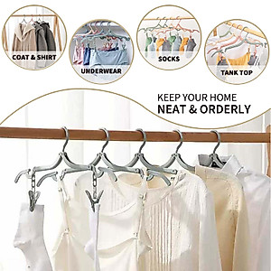 Pansyling 12 Piece Foldable Travel Hangers with Clips Folding Travel Hangers for Cruise Portable Folding Clothes Hangers Collapsible Coat Hanger for Pants Socks Underwear Drying Rack