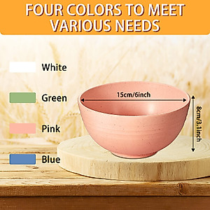 16 Pieces Unbreakable Cereal Bowls 24 Oz Wheat Straw Fiber Bowls Lightweight Cereal Bowls Set Dishwasher and Microwave Safe for Noodle Rice Soup Snack Condiment Side Dishes Ice Cream, 4 Colors