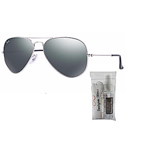 Ray-Ban RB3025 AVIATOR LARGE METAL 003/40 62M Silver/Gray Mirror Aviator Sunglasses For Men For Women + BUNDLE with Designer iWear Eyewear Kit