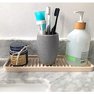 Happitasa Silicone Kitchen Sink Organizer Tray, Sponge Holder and Countertop Protector | Straight Lines Style (SAND DOLLAR, 12"x4")