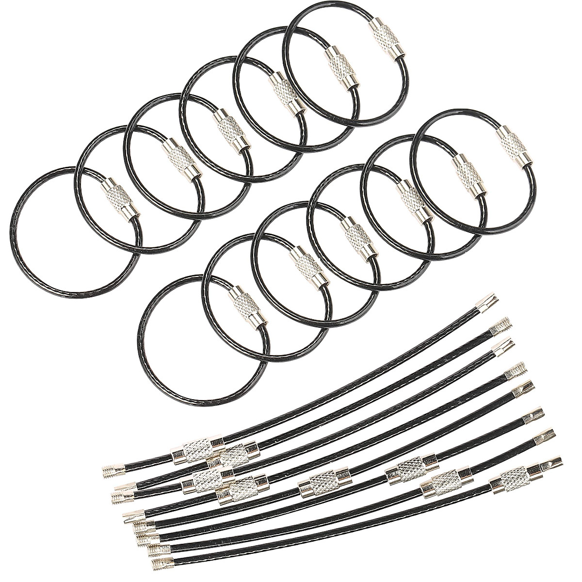 CrocSee 4 Inches Key Rings Stainless Steel Wire Keychains Cable Heavy Duty Luggage Tags Loops Tag Keepers 2mm Twist Barrel (20)